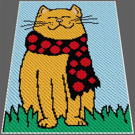 Mini C2c Cat With Scarf Crochet Pattern Corner To Corner Etsy