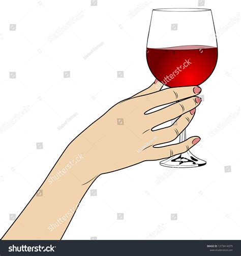 Female Hand Holding Glass Red Wine Stock Vector Royalty Free