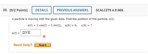 Solved A Particle Is Moving With The Given Data Find The Chegg Com