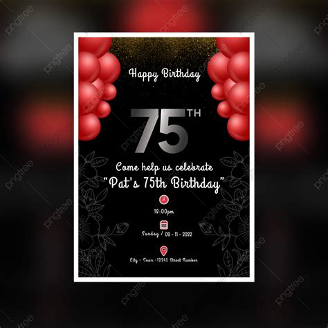 Feliz Cumpleaños 75 Tarjeta De Invitación Descarga gratuita de