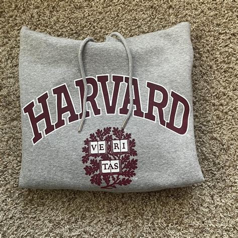 Grey Harvard Hoodie Large Excellent Depop