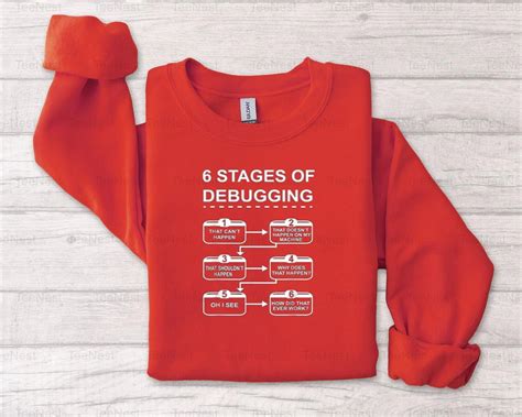 Teenest16 Six Stages Of Debugging Funny Programming Design Pc Coding T Shirt Sw Hoodie Unisex