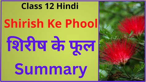 Shirish Ke Phool Class 12 Summary
