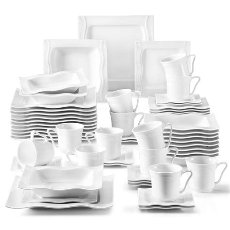 MALACASA Series Mario Piece Porcelain Dinnerware Set Ivory White Dinner Set Service For