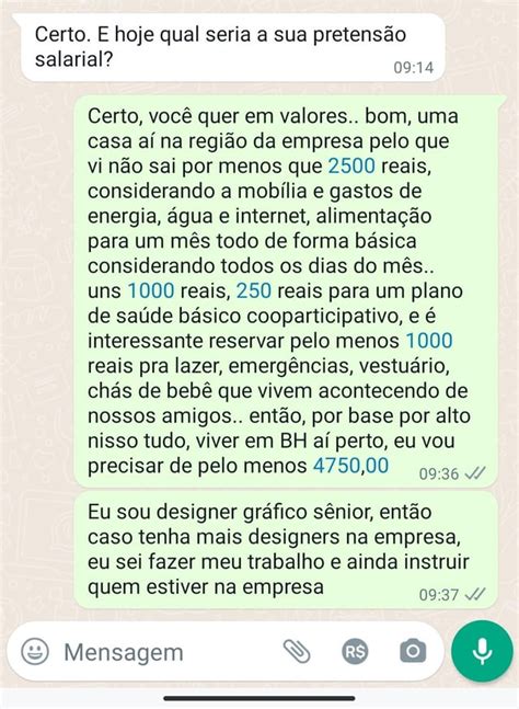 Fiz Errado Em Mandar Assim Minha Pretensão Salarial Para O Rh R