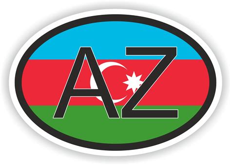 Azerbaijan Country Code Oval Sticker With Flag For Bumper Laptop Book