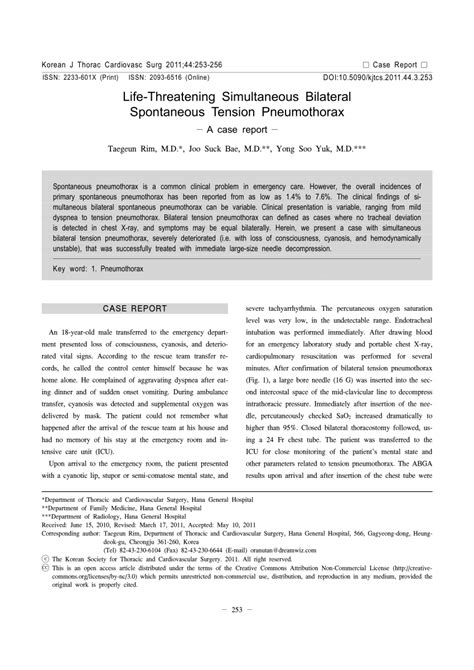 Pdf Life Threatening Simultaneous Bilateral Spontaneous Tension