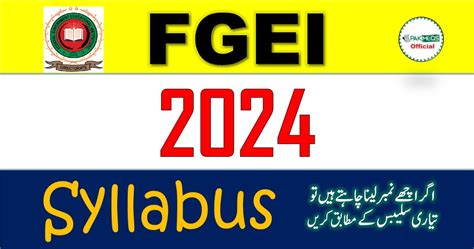 FGEI Lecturer Male Female Syllabus 2024