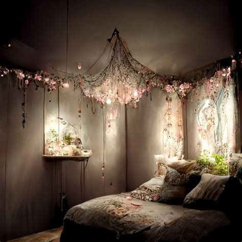 Fairycore Bedroom Covered In Pastel Lace Silk And Lotuss Bedroom