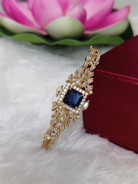 Ad Stone Kada Bangle Blue Karpaga Vruksham