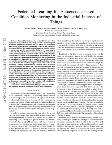 PDF Federated Learning For Autoencoder Based Condition Monitoring In