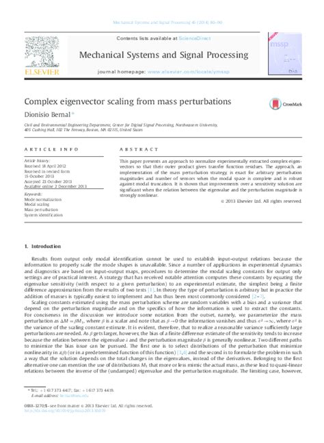 Pdf Complex Eigenvector Scaling From Mass Perturbations