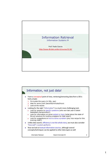 8 Information Retrieval Information Retrieval Information Systems M