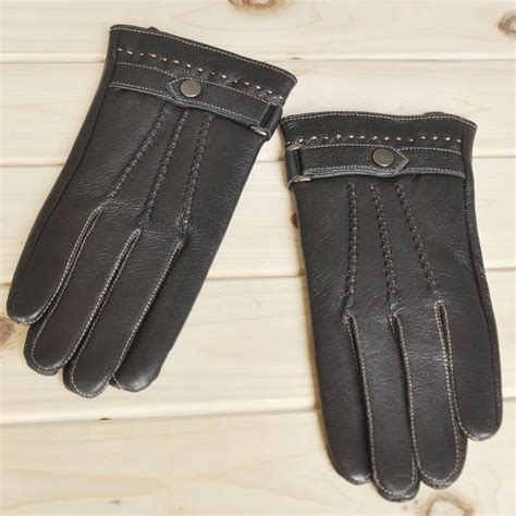 2017 New Fashion Thin Genuine Leather Gloves Male Leather Gloves Plus