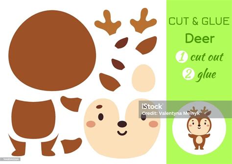 종이 작은 사슴을 자르고 붙입니다 어린이 공예 활동 페이지 미취학 아동을위한 교육 게임 Diy 워크 시트 어린이 예술 게임 및