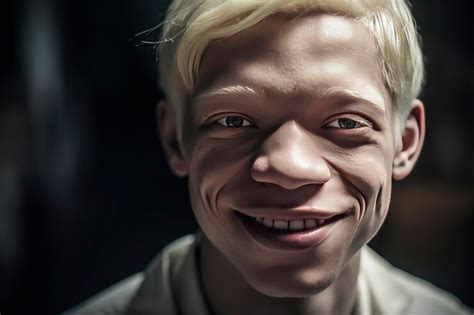 Premium Ai Image Generative Ai Illustration Of Portrait Of Black Male Albino With Vitiligo