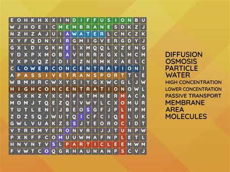 Diffusion And Osmosis Wordsearch