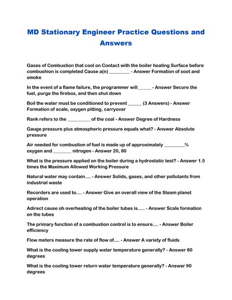 Solution Md Stationary Engineer Practice Questions And Answers Studypool