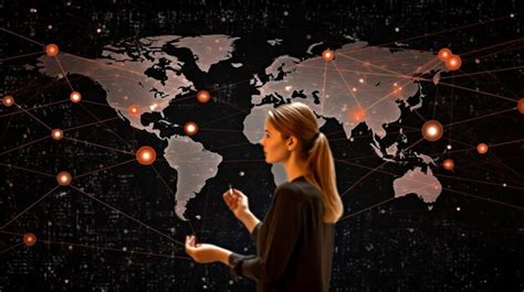 Premium Photo Business Woman Drawing Global Structure Networking