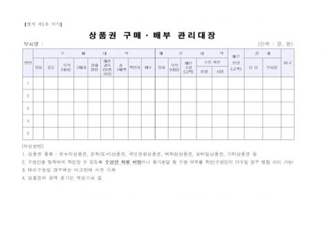 상품권 구매ㆍ배부 관리대장