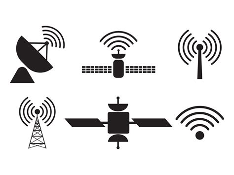 Wireless Satellite Technology Icon Set Antenna Satellite And