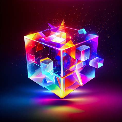 Crystal 3d Cube Reflects Colored Rays Stock Illustration Illustration