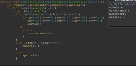 Javaprogramming Count Vowels Consonants Numeric Characters And
