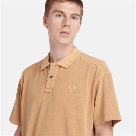 Polo De Manga Corta Teñido En Prenda Para Hombre En Naranja