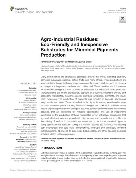 Pdf Agro Industrial Residues Eco Friendly And Inexpensive Substrates
