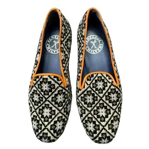 Penelope Chilvers Dandy Leather Trim Needlepoint Slip… Gem