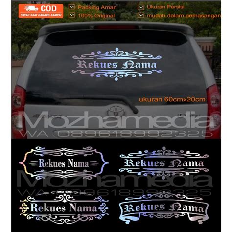 Jual Stiker Kaca Belakang Mobil Stiker Body Mobil Custom Nama Mobil Cutting Sticker Shopee