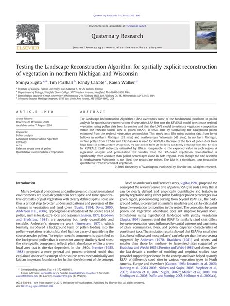 Pdf Testing The Landscape Reconstruction Algorithm For Spatially