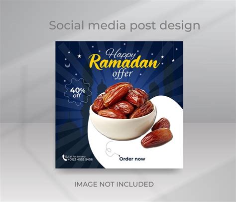 라마단 카린 특별 음식 메뉴 소셜 미디어 포스트 디자인 템플릿 프리미엄 벡터