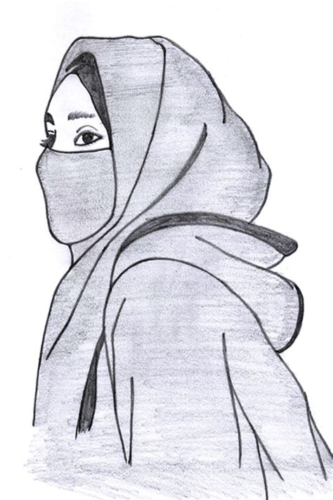 How To Draw A Girl With Hijab A Hijab Girl With Pencil Sketch Pencil Sketch Of Burka Hijab