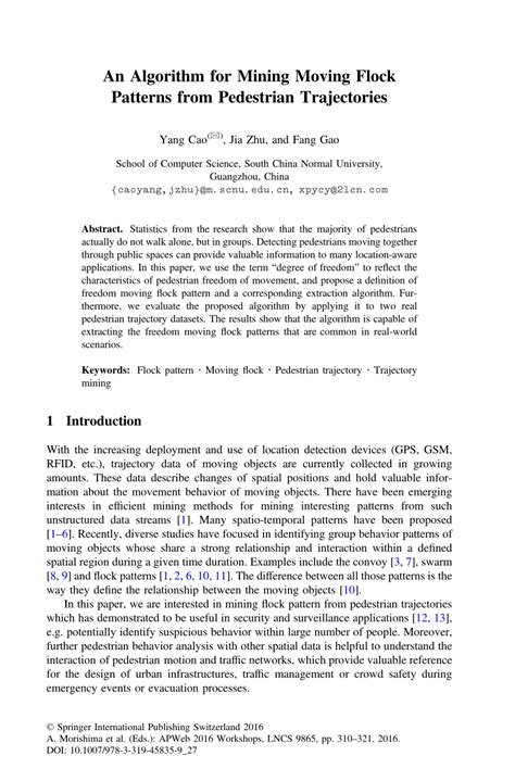 Pdf An Algorithm For Mining Moving Flock Patterns From Pedestrian Trajectories
