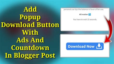 How To Add Popup Download Button With Ads And Countdown In Blogger Post