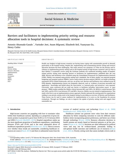 Pdf Barriers And Facilitators To Implementing Priority Setting And