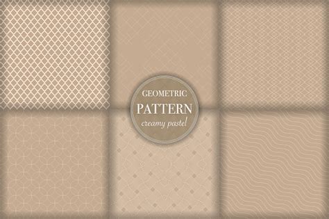 6 크림 파스텔 컬러 기하학적 패턴 배경의 집합입니다 벽지 전단지 표지 배너 디자인 템플릿 직물 직물 및 인쇄를위한 추상및 물결 선 도트 트렌디 한 복고풍 스타일의 벡터
