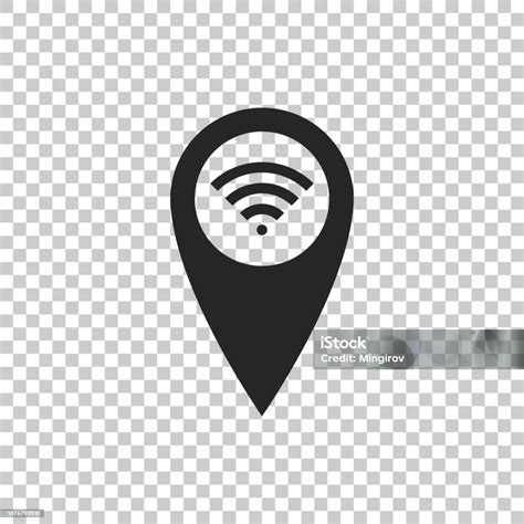 Wifi 인터넷 신호 연결 아이콘이 투명 한 배경을에 고립 된 포인터 지도 평면 디자인입니다 벡터 일러스트 레이 션 내비게이션에