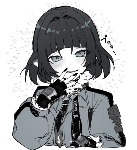 Safebooru 1girl Blunt Bangs Blush Commentary Fingerless Gloves