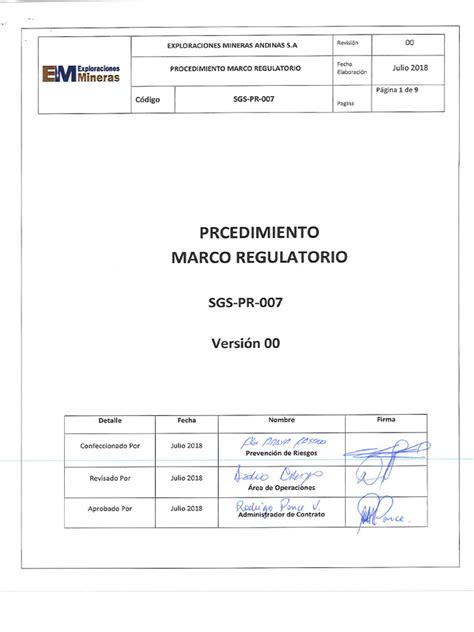 19 Procedimiento Marco Regulatorio Pdf