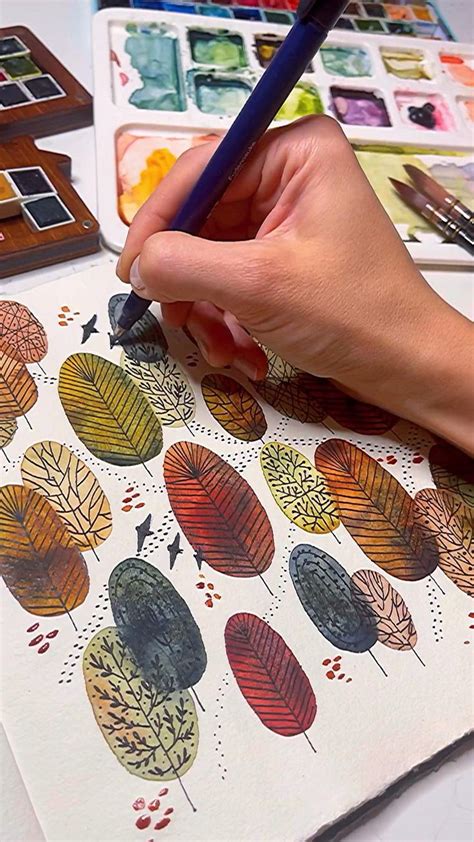 Abstract Autumn Forest Abstract Watercolor Art Watercolor Paintings