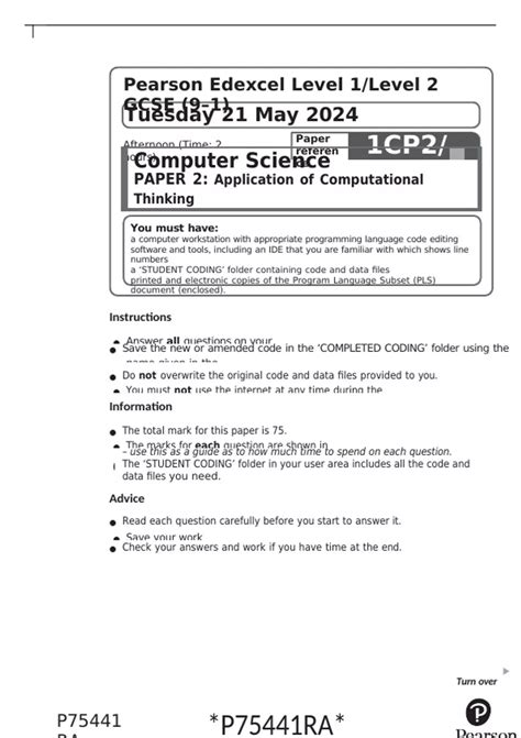 EDEXCEL GCSE JUNE COMPUTER SCIENCE PAPER QP EDEXCEL GCSE Stuvia UK