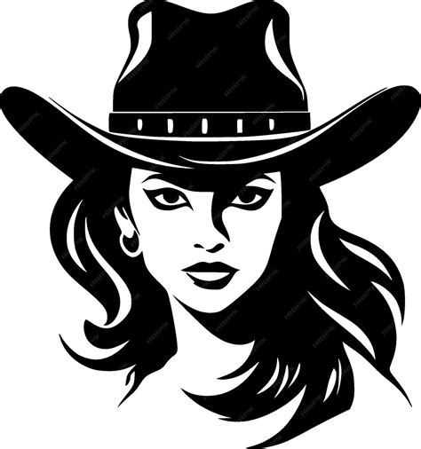Premium Vector Cowgirl Black And White Vector Illustration