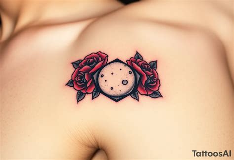 A Traditional Tattoo Style Mole With Bold Black Outlines And Red Roses