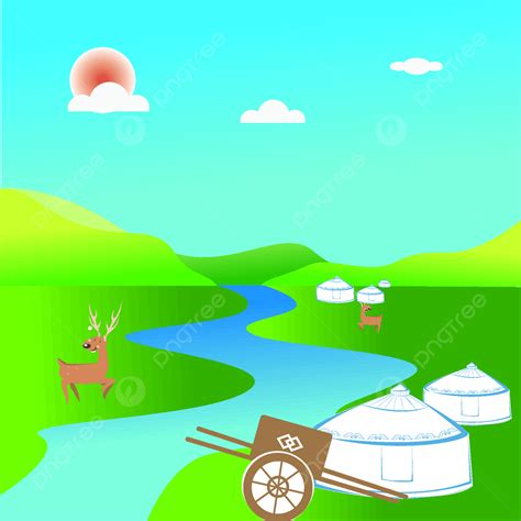 Gambar Lukisan Pemandangan Padang Rumput Vektor Padang Rumput Gambar