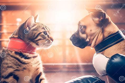 Cats Vs Dog Fighting Game Concept Ai Generated Art Stock Illustration