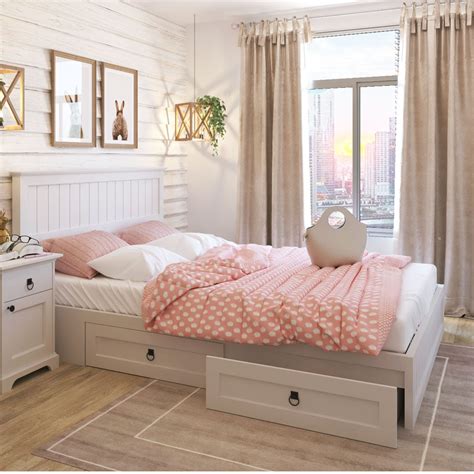 Koncept Furniture เตียงนอน รุ่น Melona ขนาด 6 ฟุต 201x213x103 ซม สีขาว