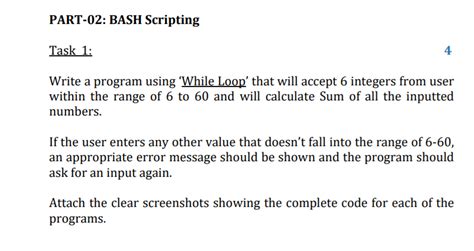 Solved PART 02 BASH Scripting Task 1 Write A Program Using Chegg