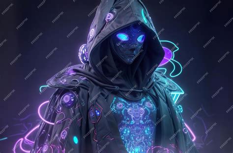 Premium Ai Image Cybernetic Sorcerer Enigmatic Hacker Of Shifting